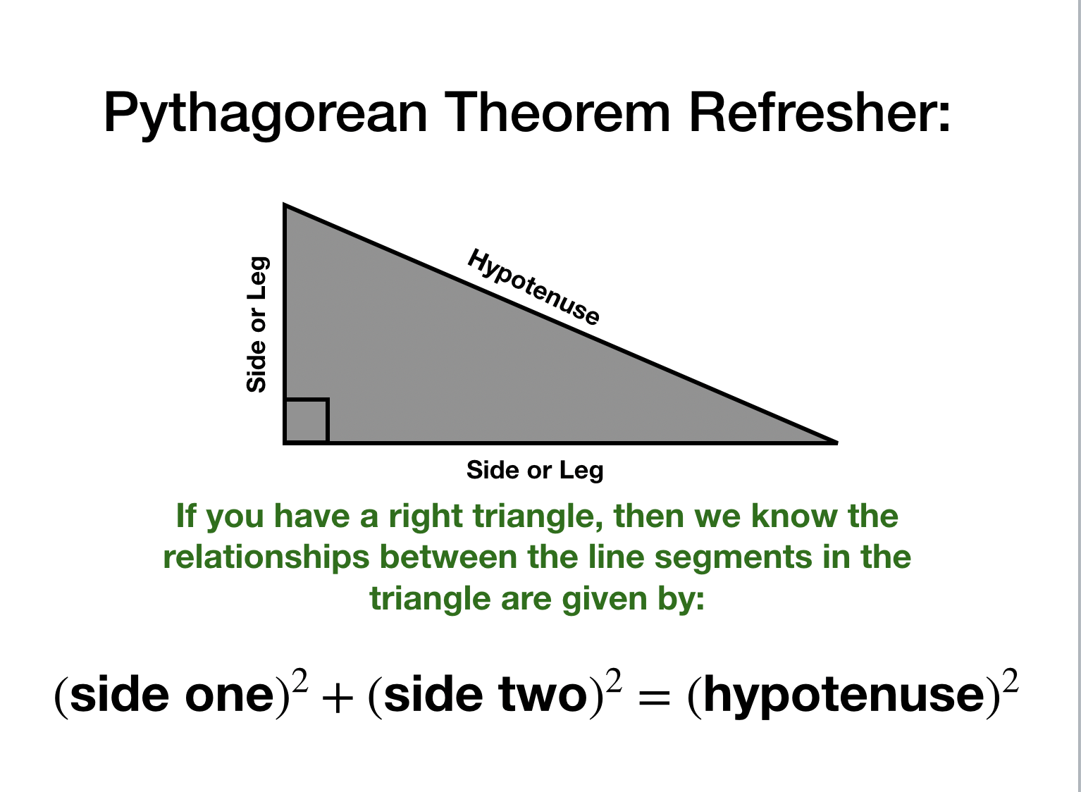 Geometry: Pythagorean Theorem Review • Teacher Guide