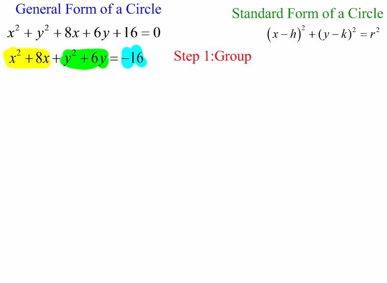 Standard Form Of A Circle