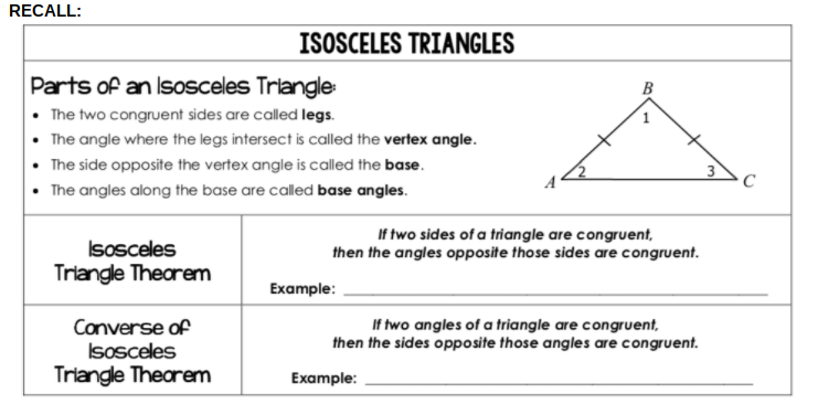 Isosceles Triangle Theorem Worksheet