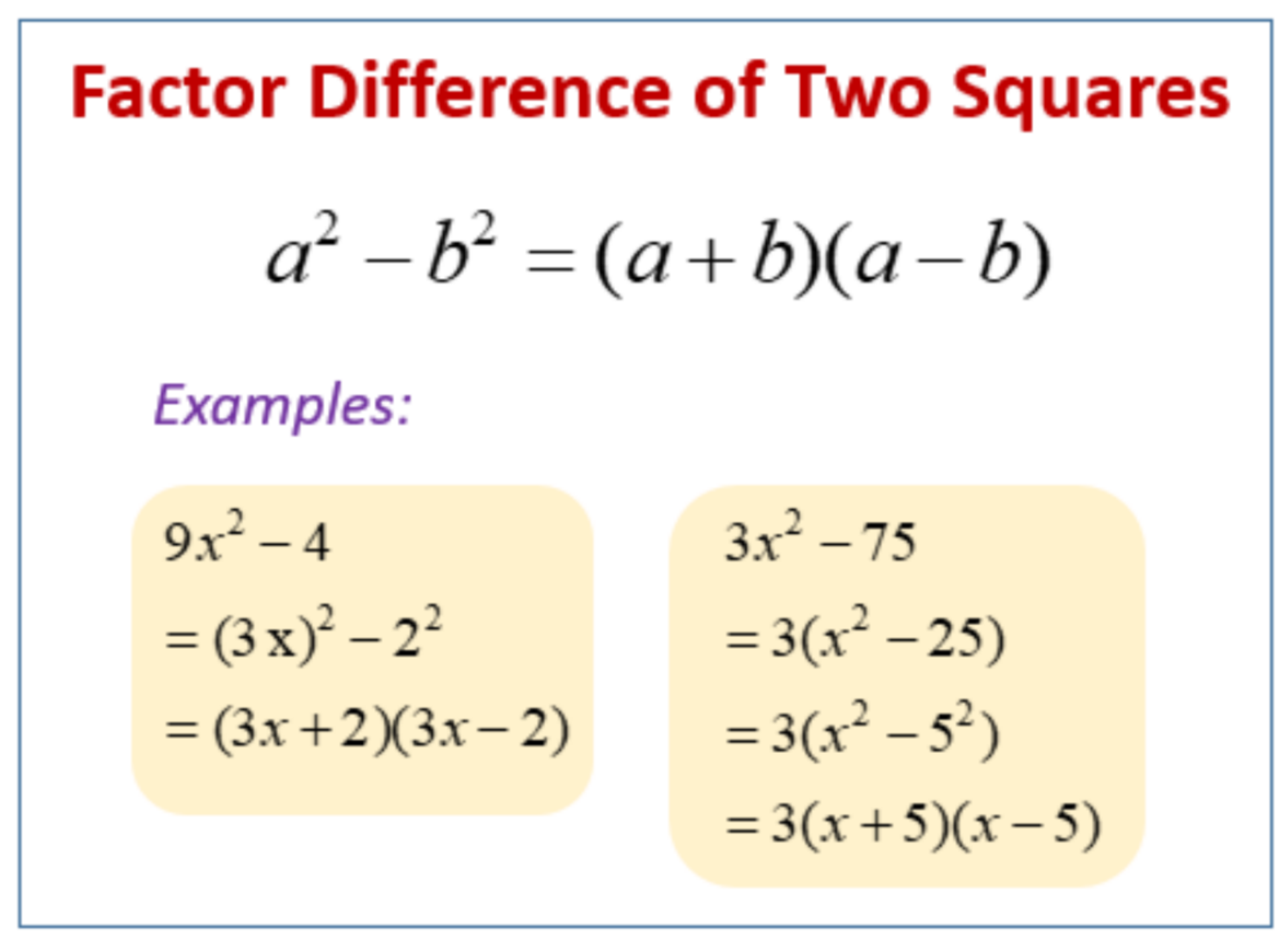 Factoring Sum And Difference Of Cubes